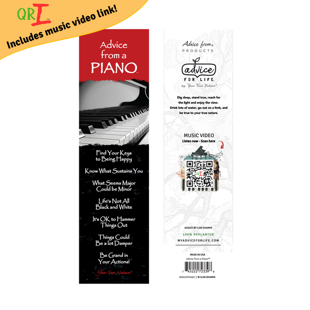 Advice from a Piano Laminated Bookmark – Advice For Life