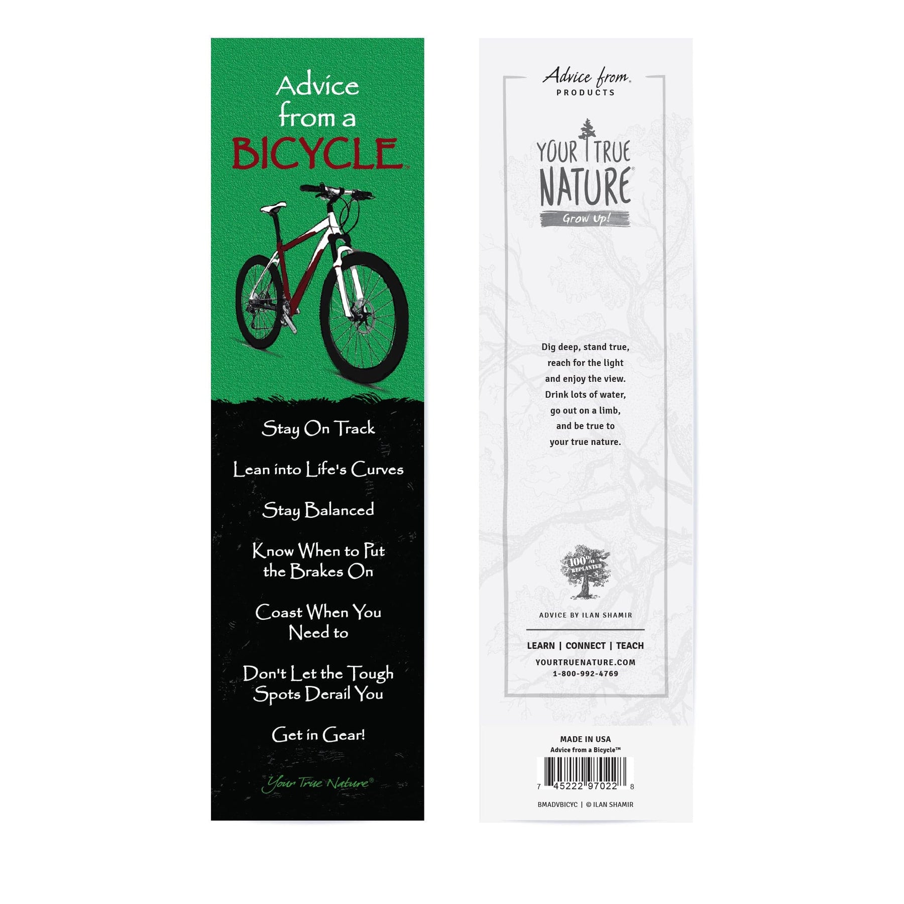 Advice from a Bicycle Laminated Bookmark – Advice For Life