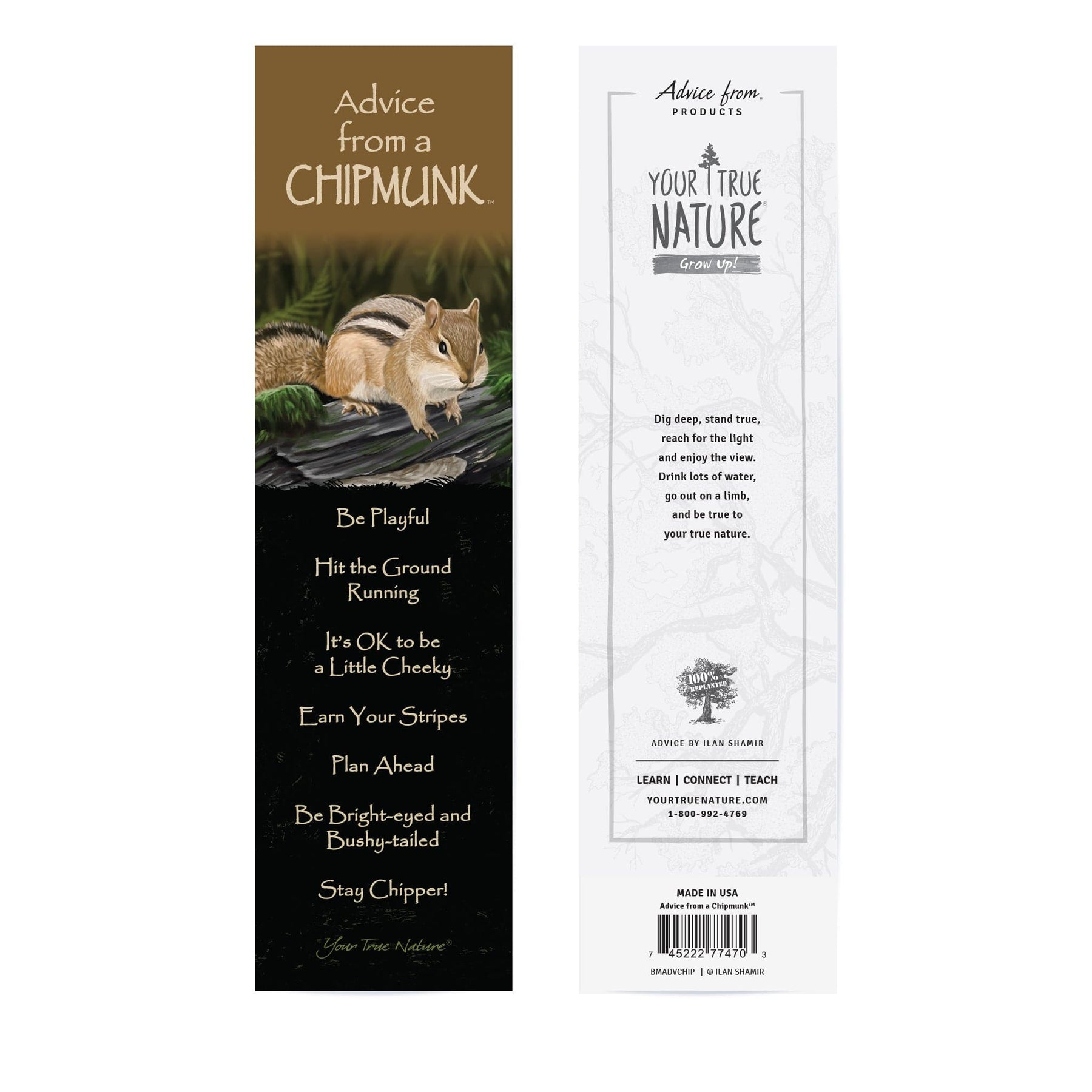 Advice from a Chipmunk Laminated Bookmark – Advice For Life