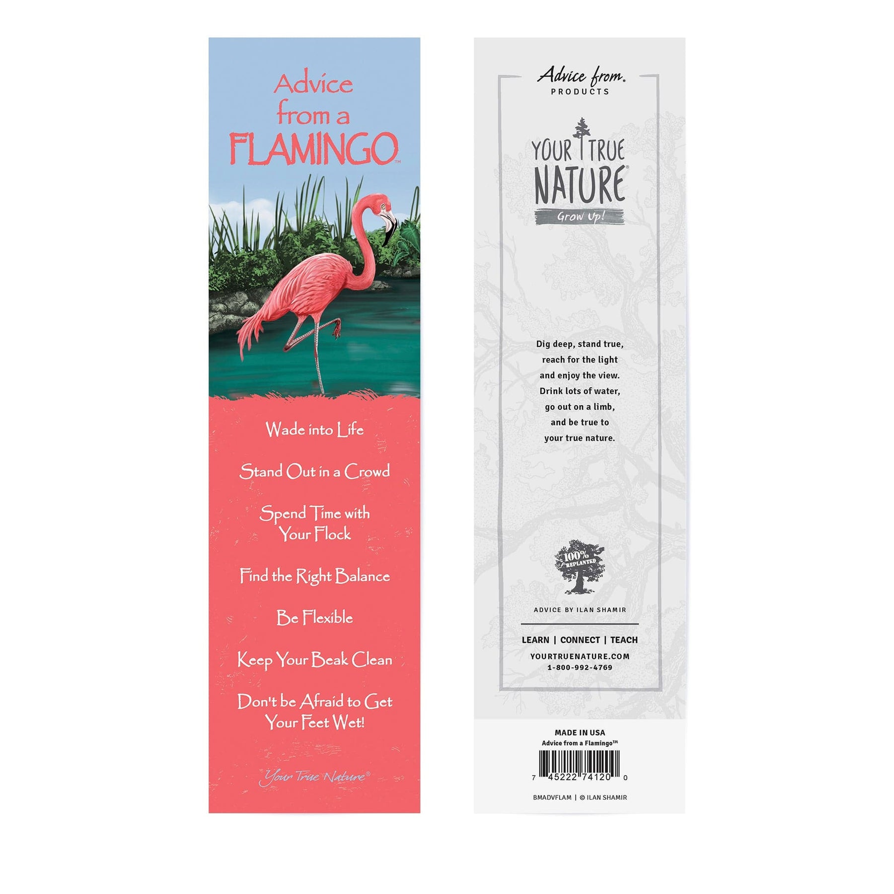 Advice from a Flamingo Laminated Bookmark – Advice For Life