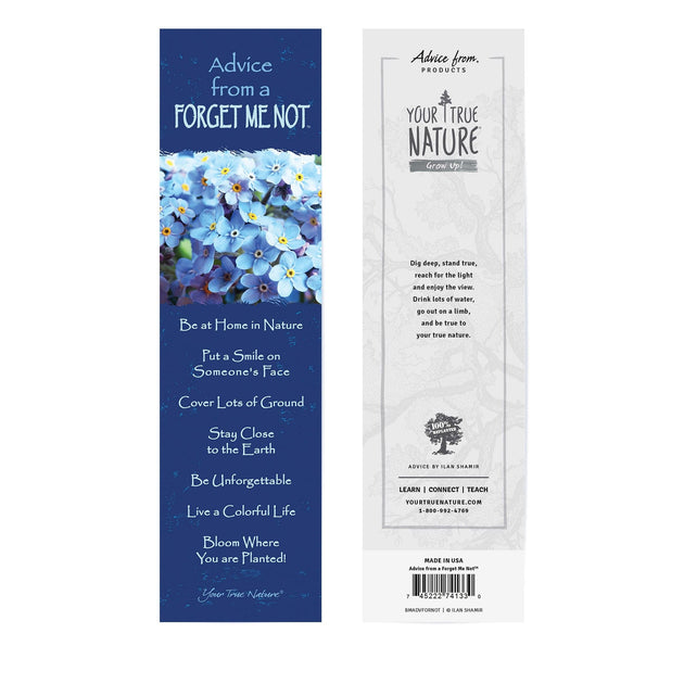 Advice from a Forget Me Not Laminated Bookmark – Advice For Life