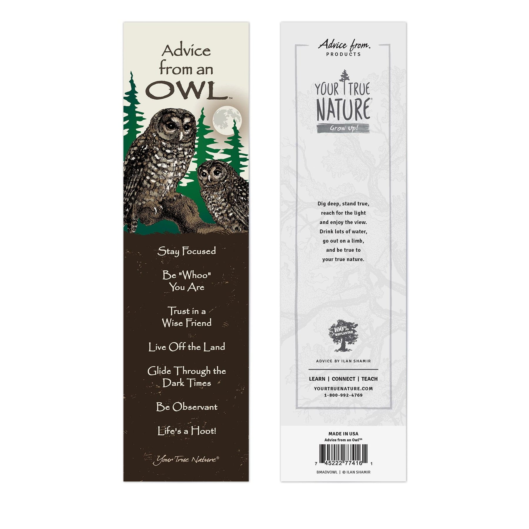 Advice from an Owl Laminated Bookmark – Advice For Life