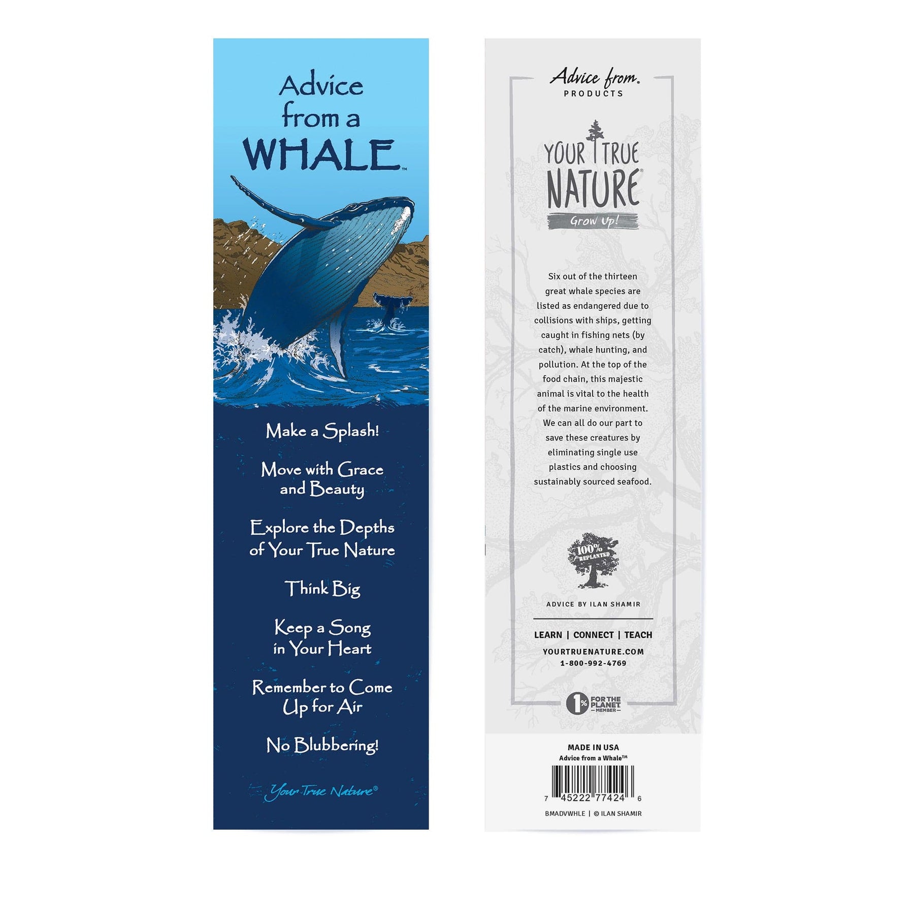 Advice from a Whale Laminated Bookmark – Advice For Life