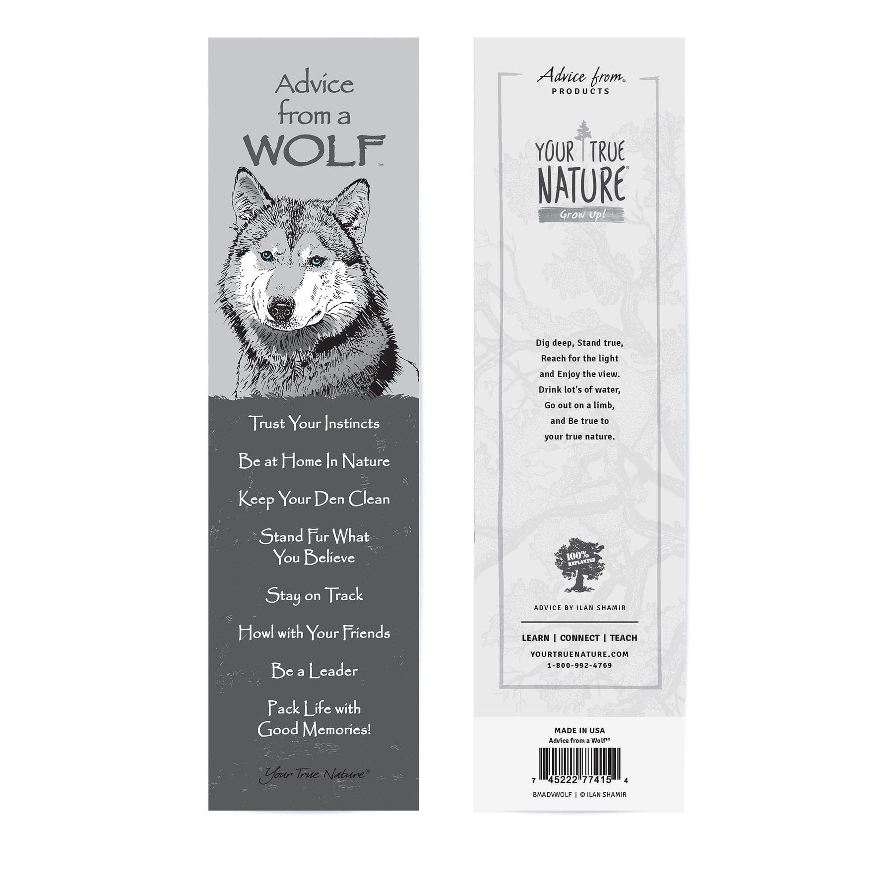 Wolf Bookmark - Laminated - Advice from a Wolf – Advice For Life
